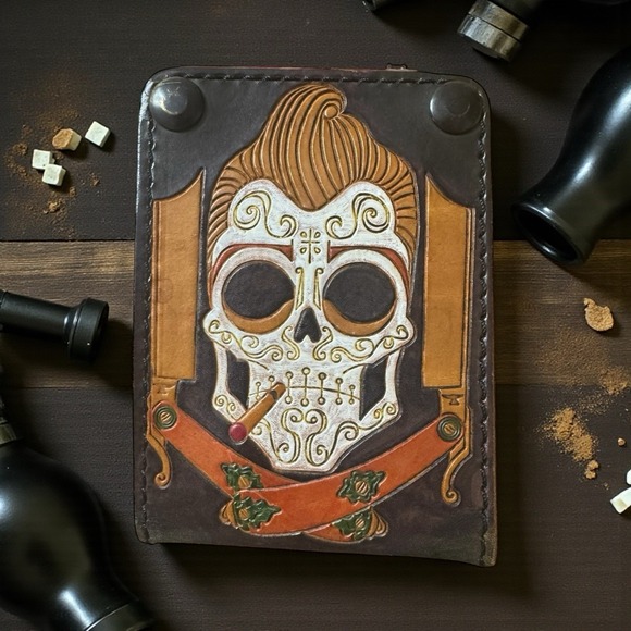 Anvil | Bags | Anvil Customs Handtooled Leather Wallet Sugar Skull ...